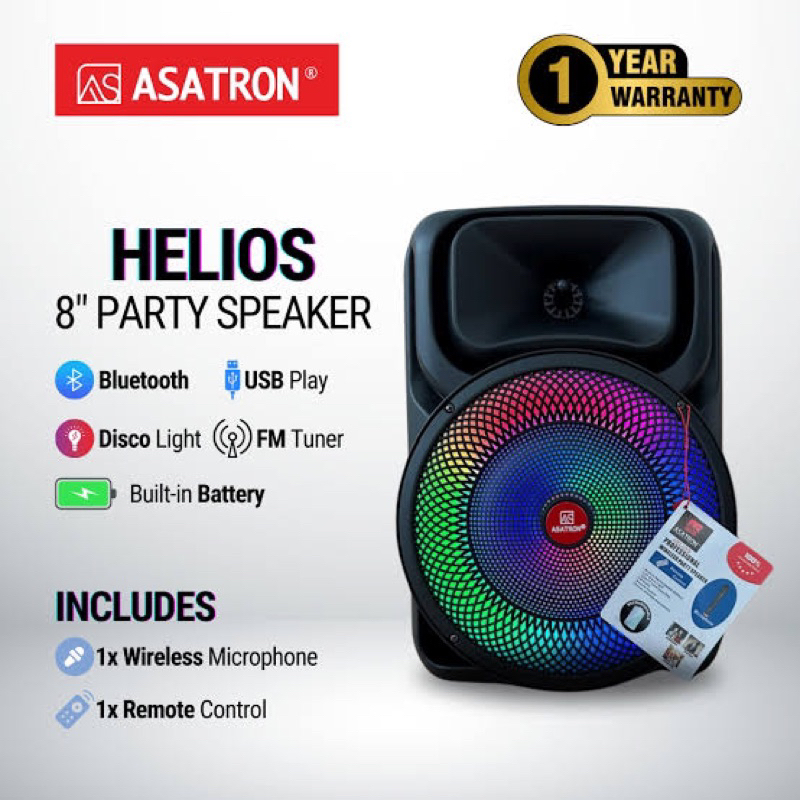 Jual Speaker Asatron Bluetooth Karaoke Asatron HELIOS 8 inch free mic ...