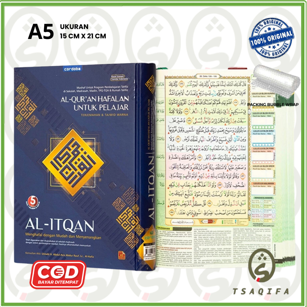 Jual Al Quran AL- ITQAN Quran Hafalan 5 Blok Warna A5 HC Terjemah dan Tajwid Warna penerbit ...