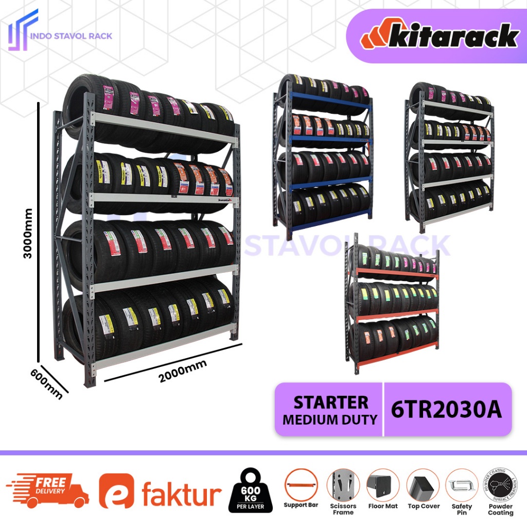 Jual KITARACK Tire Rack 6TR2030 Rak Ban Motor Mobil 600KG ABU | Shopee ...