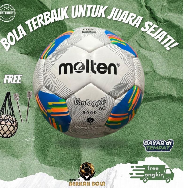 Jual BOLA SEPAK MOLTEN VANTAGGIO AQ 5000 SIZE 5 BAHAN PU KANEBO BERKUALITAS PREMIUM FREE PENTIL ...