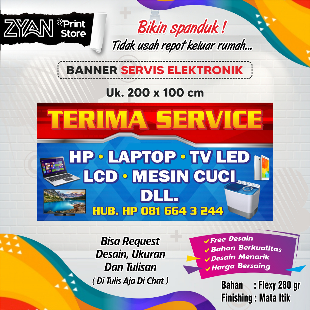 Jual SPANDUK BANNER SERVIS ELEKTRONIK | Shopee Indonesia