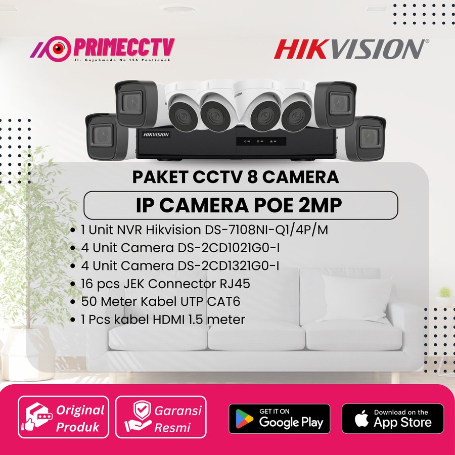 Jual PAKET 8 IP CAMERA HIKVISION 2MP NETWORK IP CAMERA POE | Shopee ...
