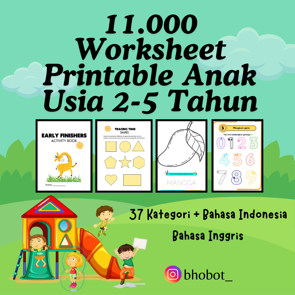 Jual Worksheet Printable Anak Usia 2-5 Tahun 11.000 lembar | Shopee ...