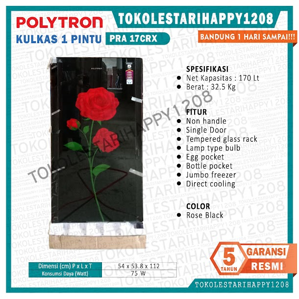 Jual Kulkas Polytron 1 pintu Belleza Varia 170 liter PRA 17 CRX/DRX/DMY ...