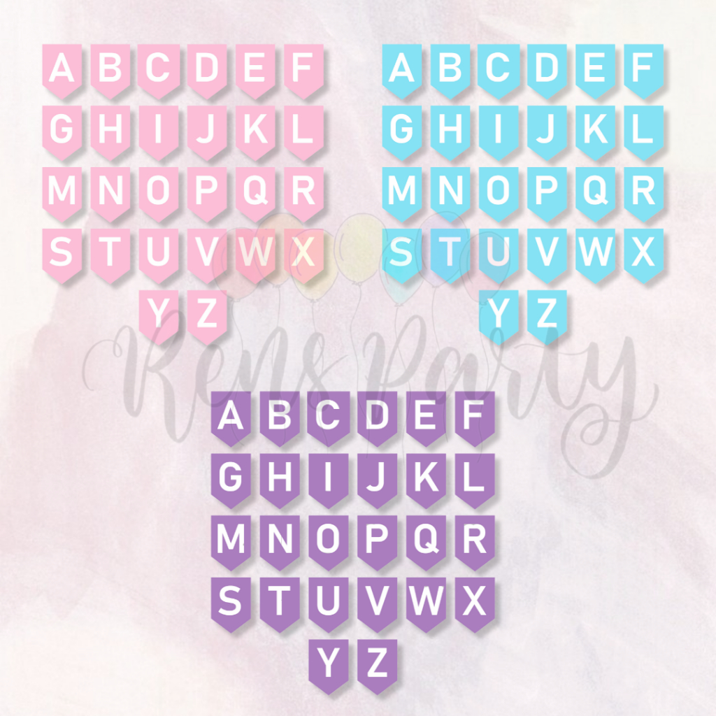Jual BANNER HURUF ULANG TAHUN CUSTOM SEGILIMA A-Z PINK / BIRU / UNGU ...
