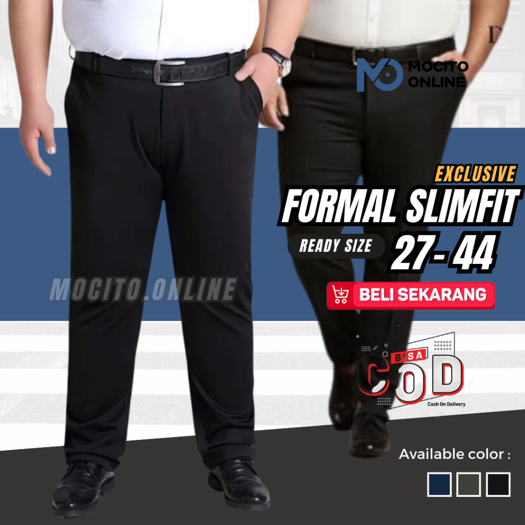Jual Celana Bahan Pria Formal Panjang Kerja Kantor Big Size Jumbo Slimfit 27-44 Premium | Shopee ...