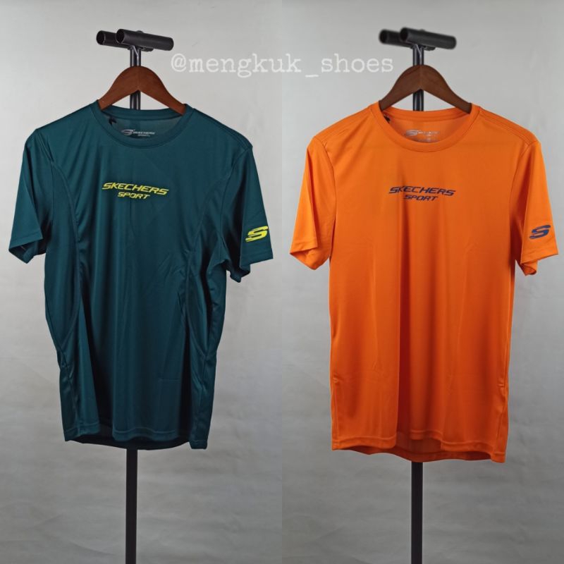 Jual Kaos Skechers Men Running TShirt Orange Green Original - KAOS ...