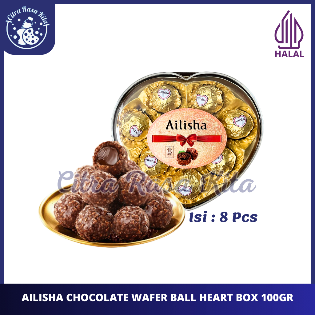 Jual Halal Ailisha Chocolate Wafer Ball Heart Box 37,5gr & 100gr ...