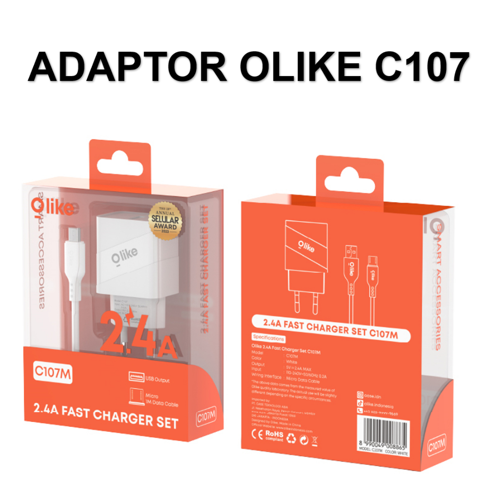 Jual OLIKE C107 Power Adaptor Charger CAS CASAN Fast Charging 2.4A ...