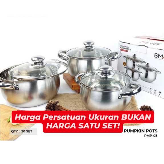 Jual Panci Soup Labu BMW satuan dan set Tutup Kaca Pumpkin Satuan High ...