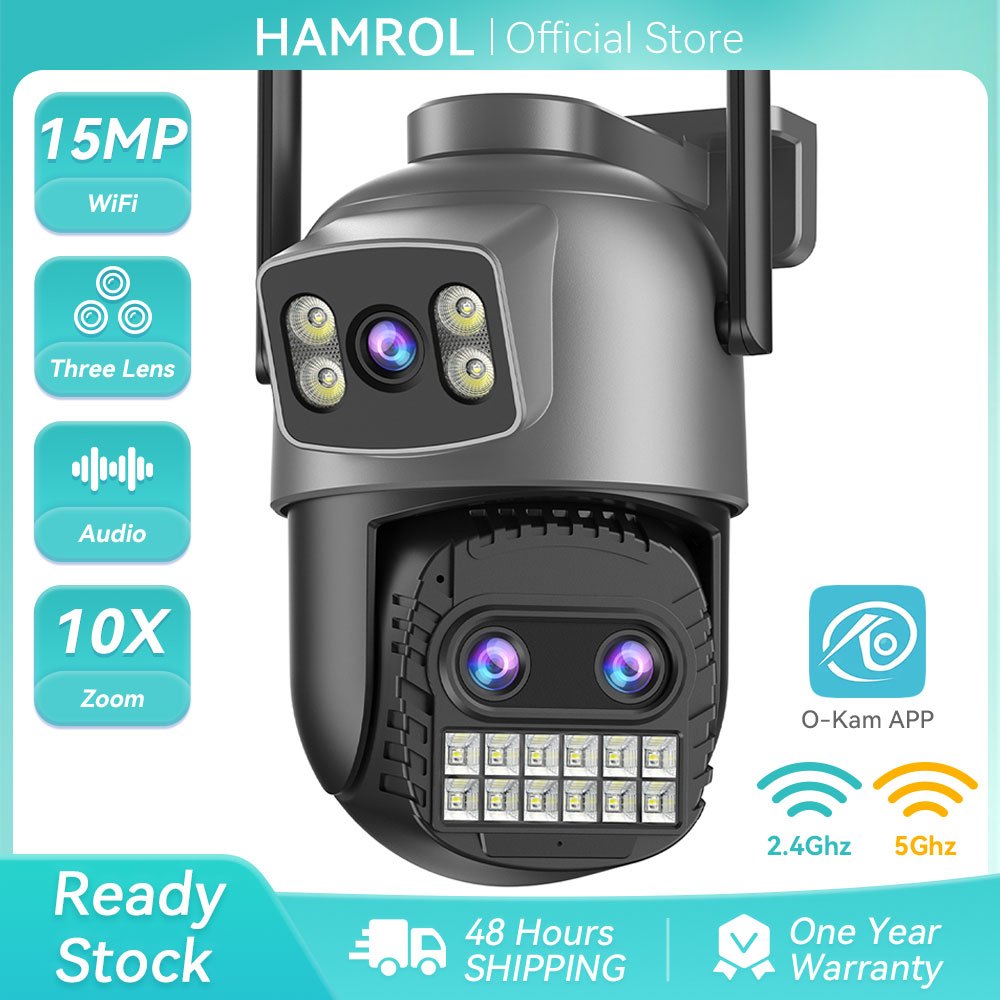 Jual Hamrol 15MP 10X ZOOM Three-Lens 5G/2.4G WiFi Kamera PTZ 10MP Dual ...