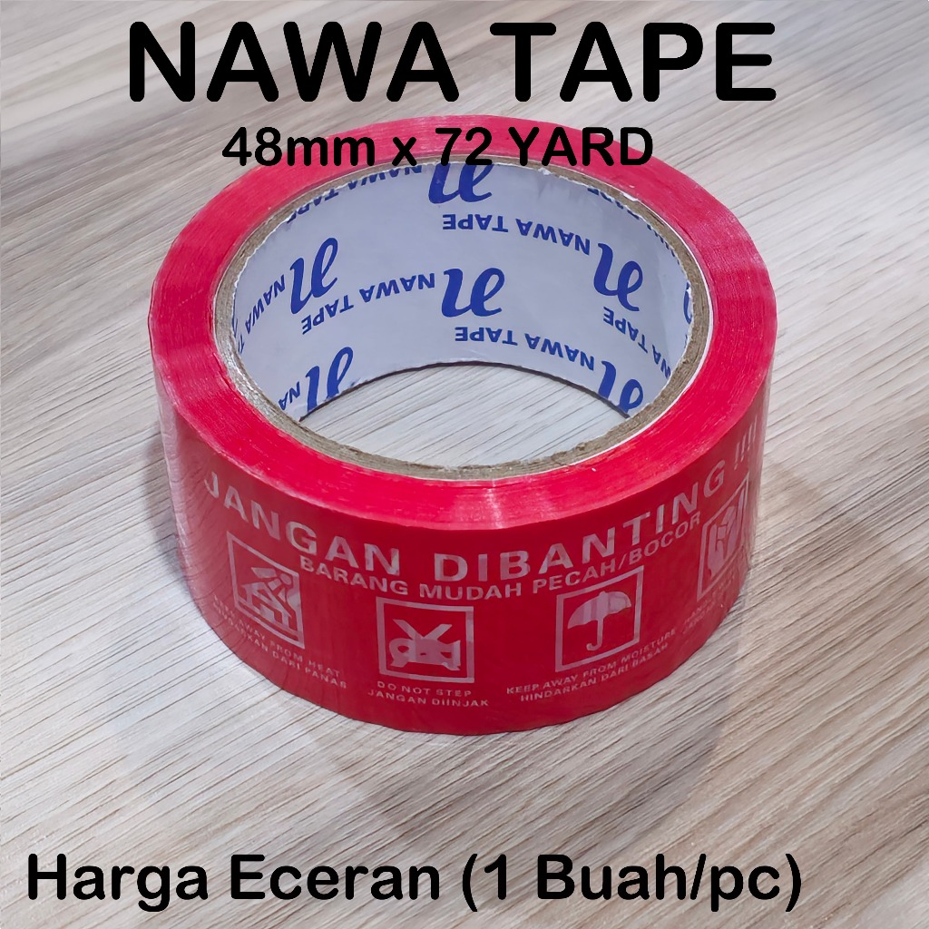 Jual LAKBAN FRAGILE MERAH MERK NAWA TAPE 48 X 72 YARD - ISOLASI PACKING ...