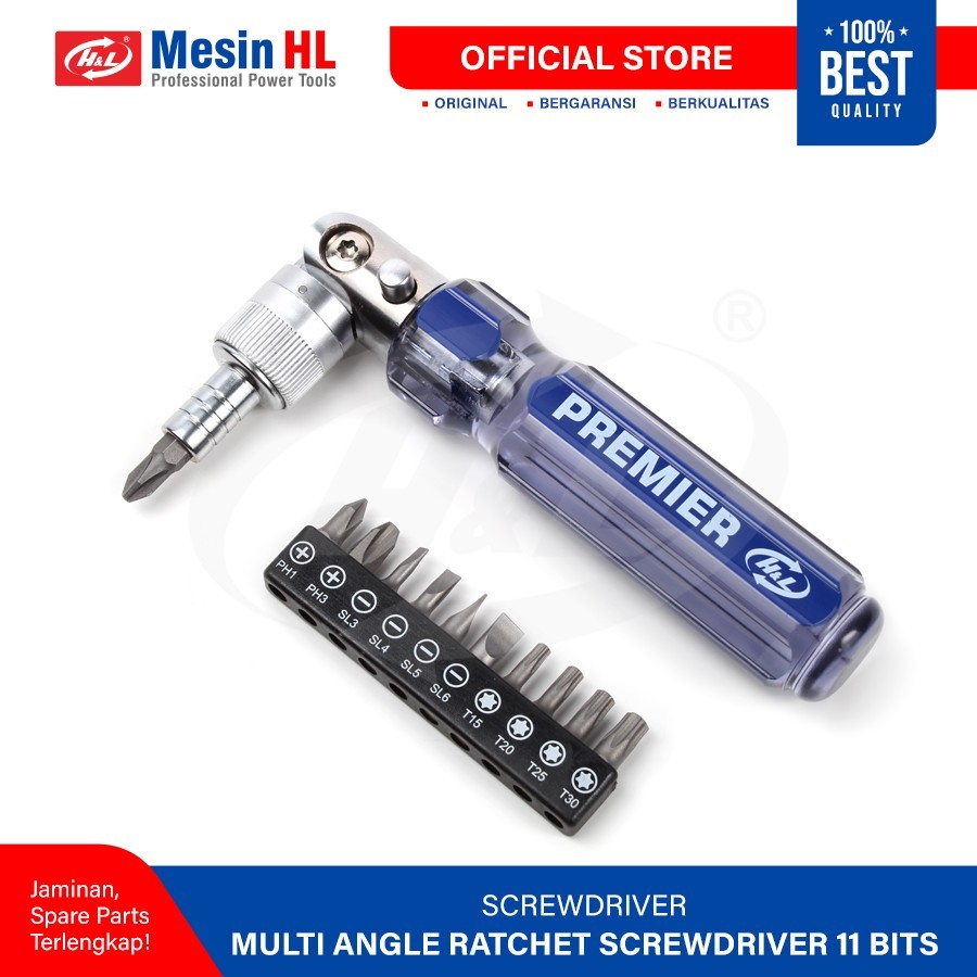 Jual HL Obeng Ratchet Flexible Set / Multi Angle Ratchet Screwdriver Set 11 Bits | Shopee Indonesia