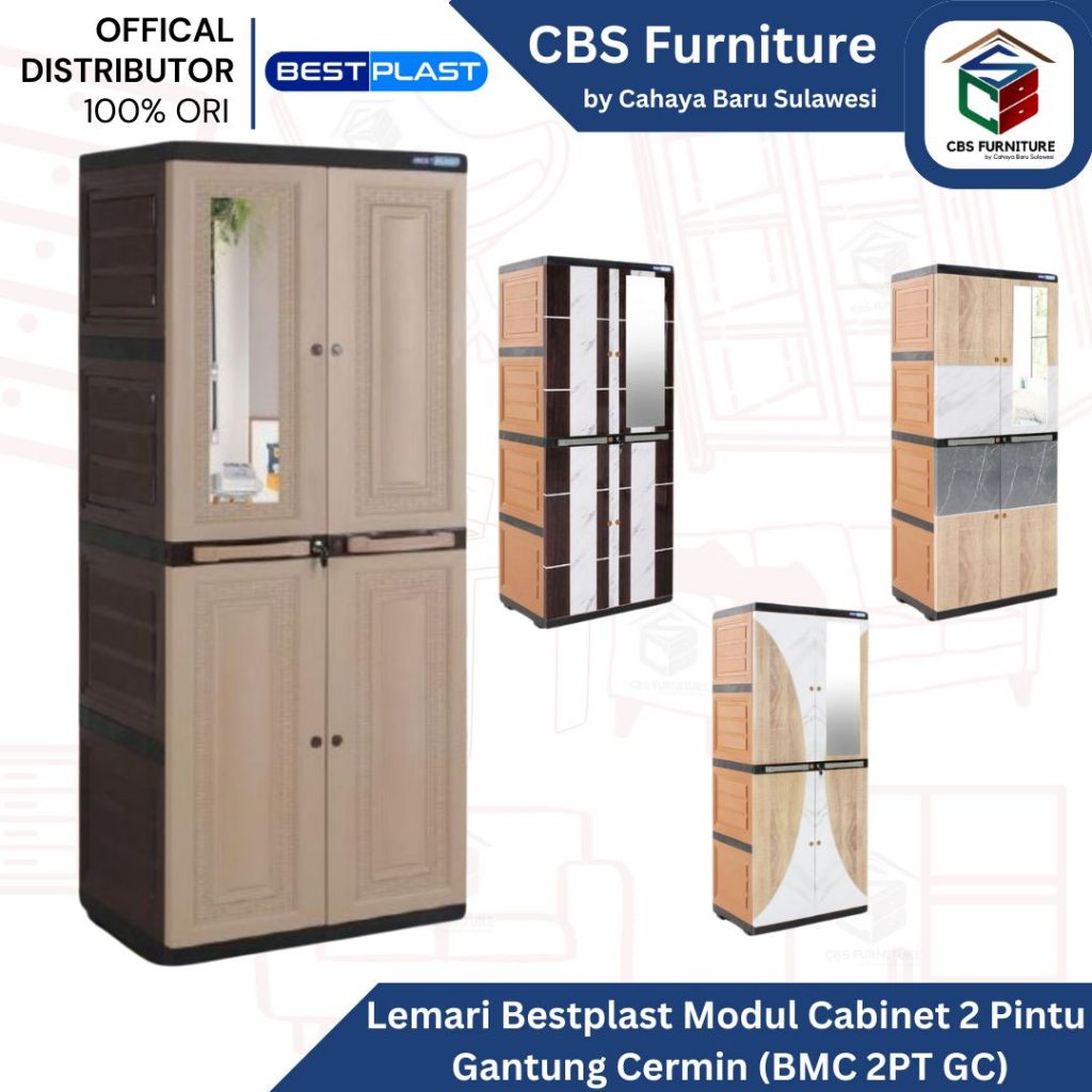 Jual BestPlast - Lemari Pakaian BestPlast Modul Cabinet 2 Pintu Gantung Cermin - BMC 2PT GC ...