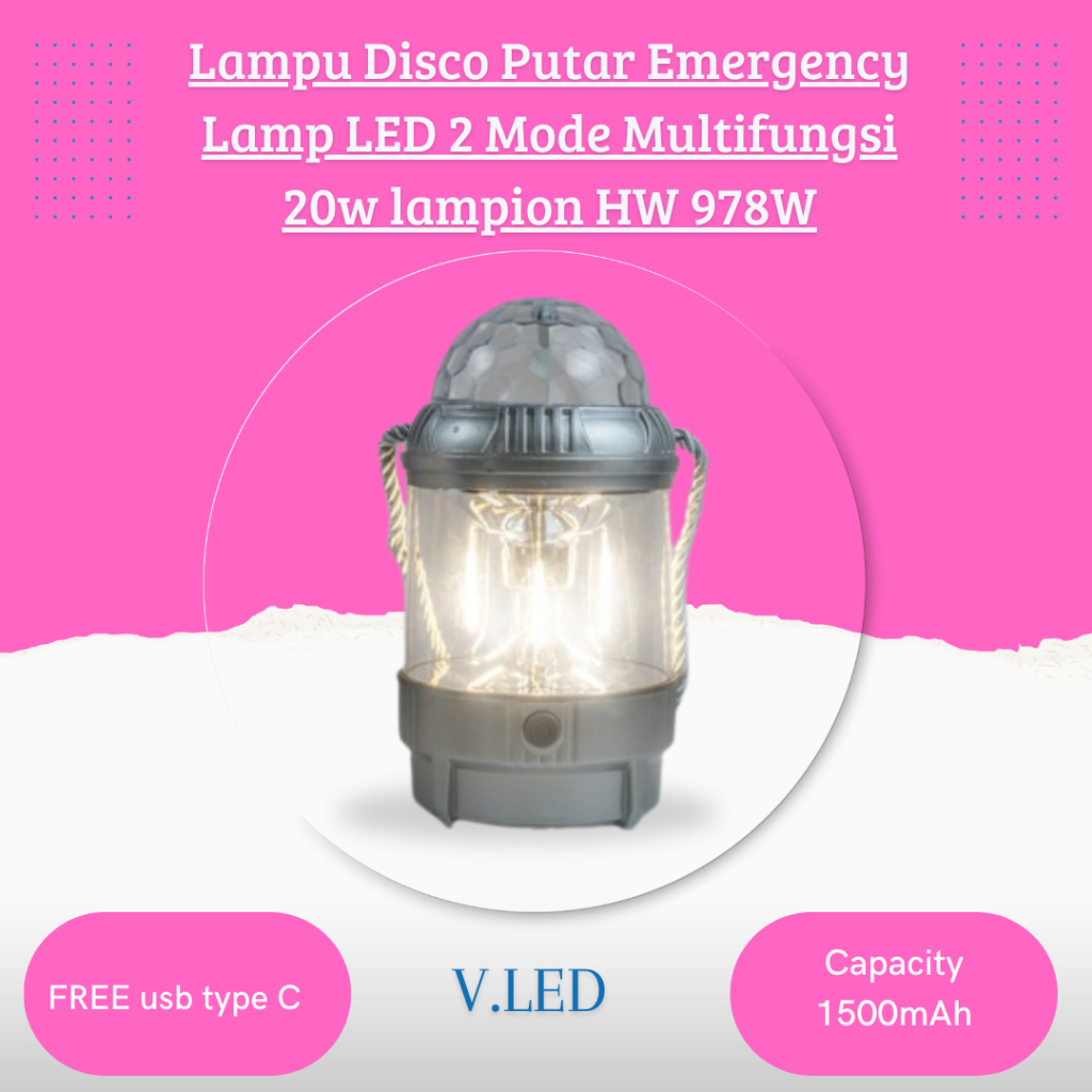 Jual Lampu Disco Putar Emergency Lamp LED 2 Mode Multifungsi 20w ...