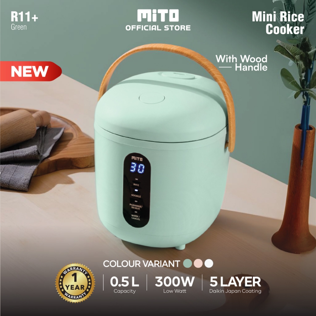 Jual MITO Mini Rice Cooker R11 0,5L Handle Kayu - Green | Shopee Indonesia