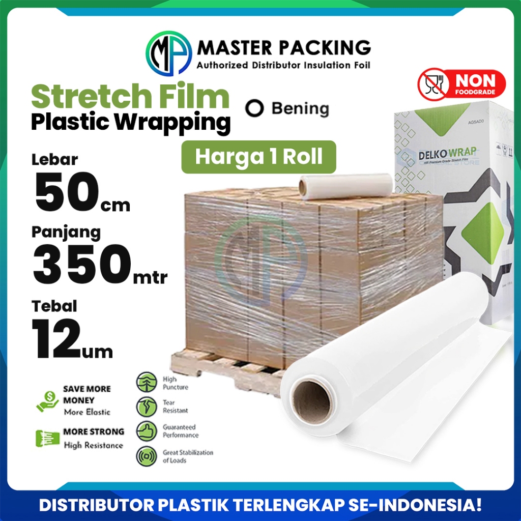 Jual Plastik Wrapping Barang / Stretch Film Ukuran 50cm x 350m Warna Bening Merek Delkowrap ...