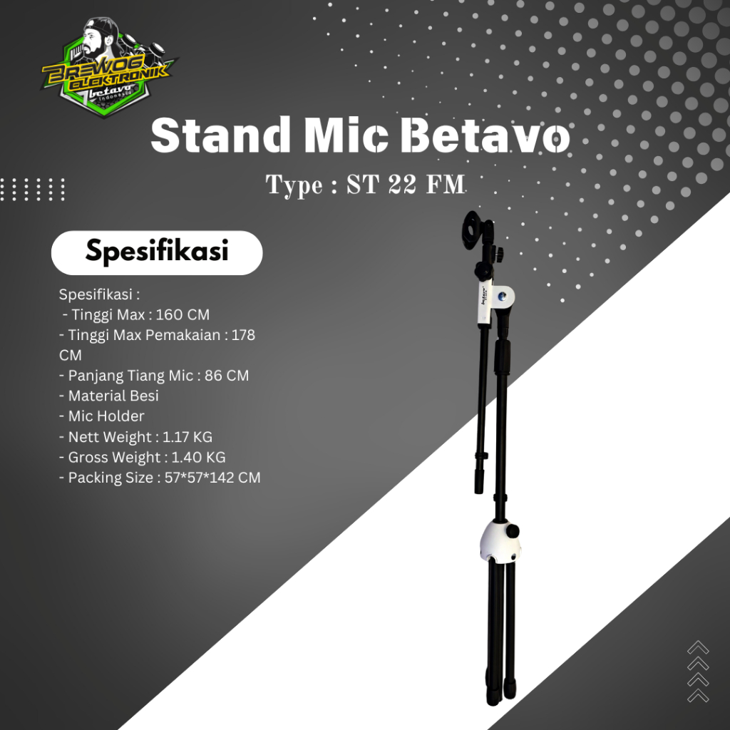 Jual BREWOG BETAVO INDONESIA STAND MIC ST 22 FM | Shopee Indonesia