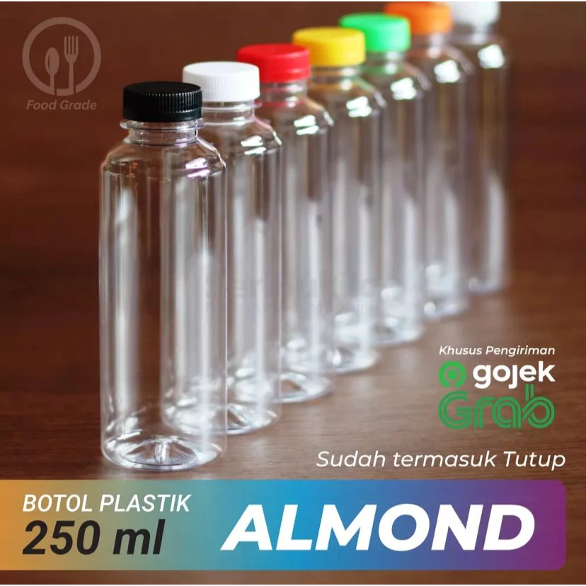 Jual HLM - (1pcs) Khusus Grab/Gojek Botol Almond 250ml / Botol Plastik 250ml / Botol Susu Jus ...