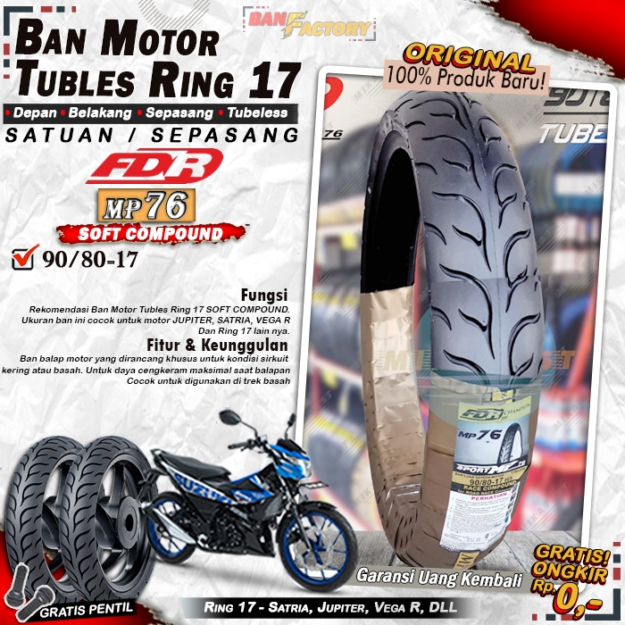Jual Ban Motor Vixion FDR MP76 Ring 17 Tubles Ban Motor Tubeless Supra ...