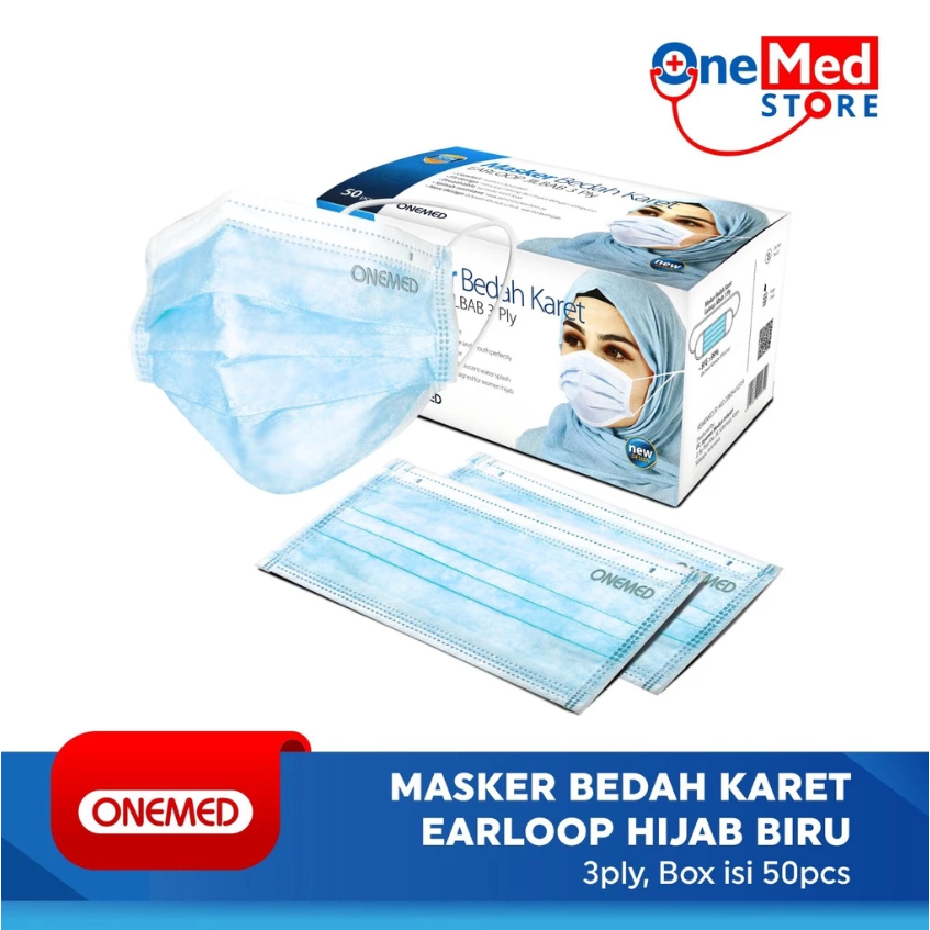 Jual Masker HIJAB Medis Steril Onemed 3ply 1 Box isi 50s | Shopee Indonesia