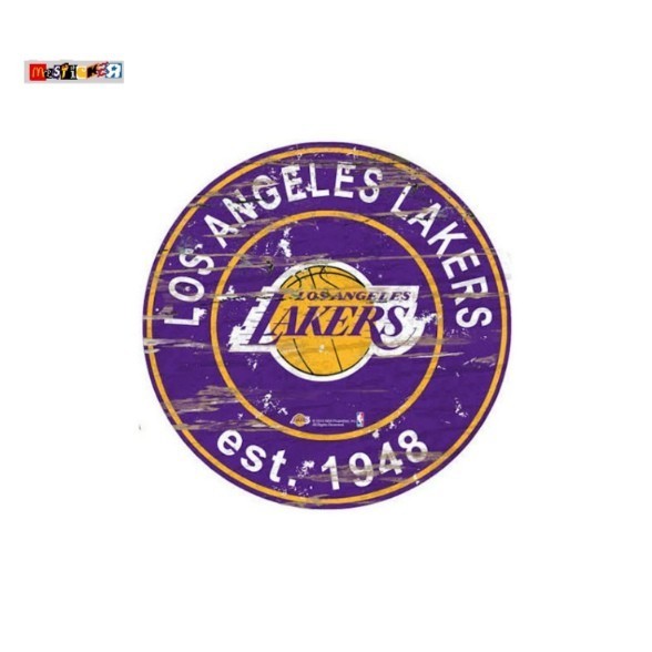 Jual sticker Los Angeles Lakers distressed logo rounded stiker NBA ...