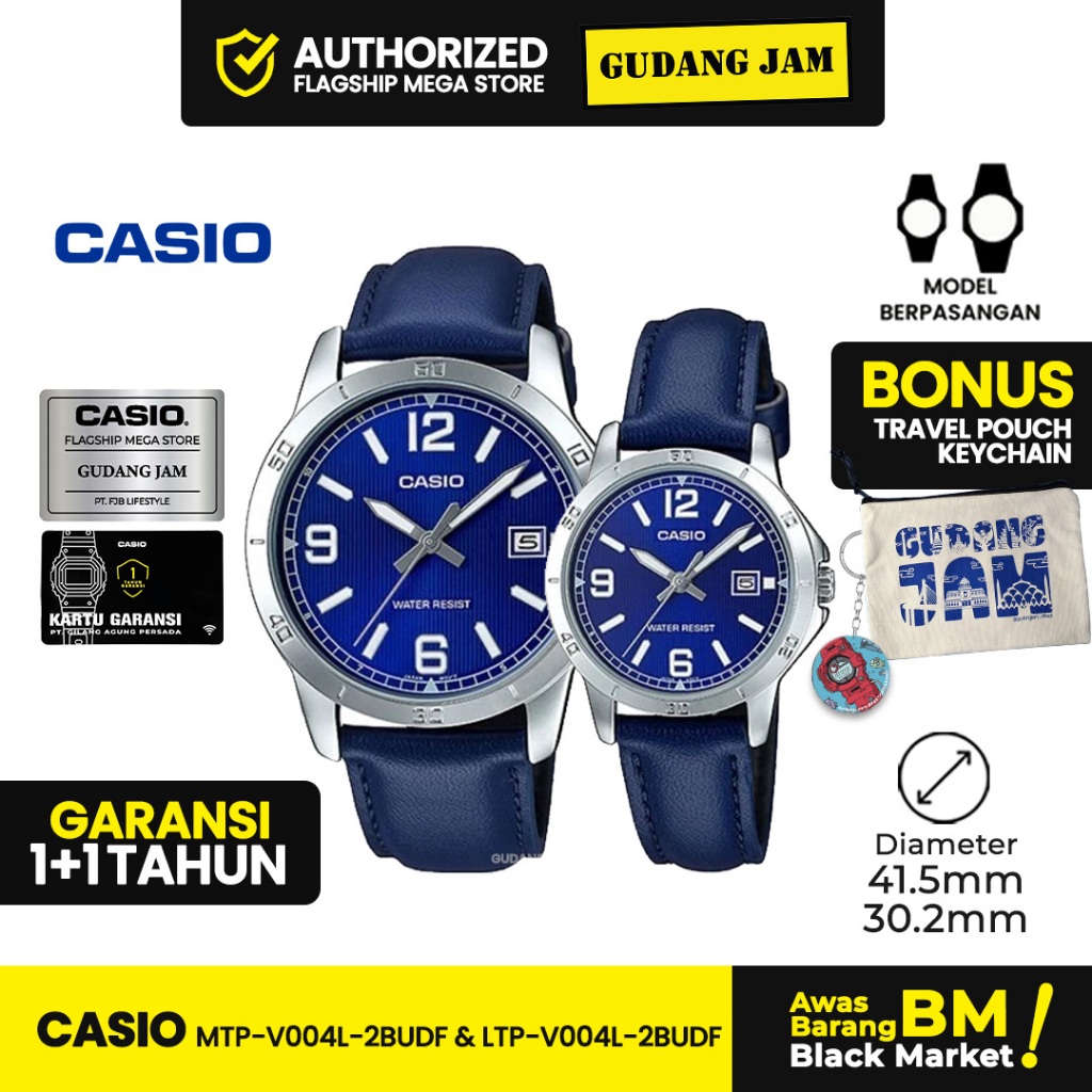 Jual Jam tangan Casio Couple MTP-V004L-2BUDF & LTP-V004L-2BUDF Dealer Casio Official Store ...