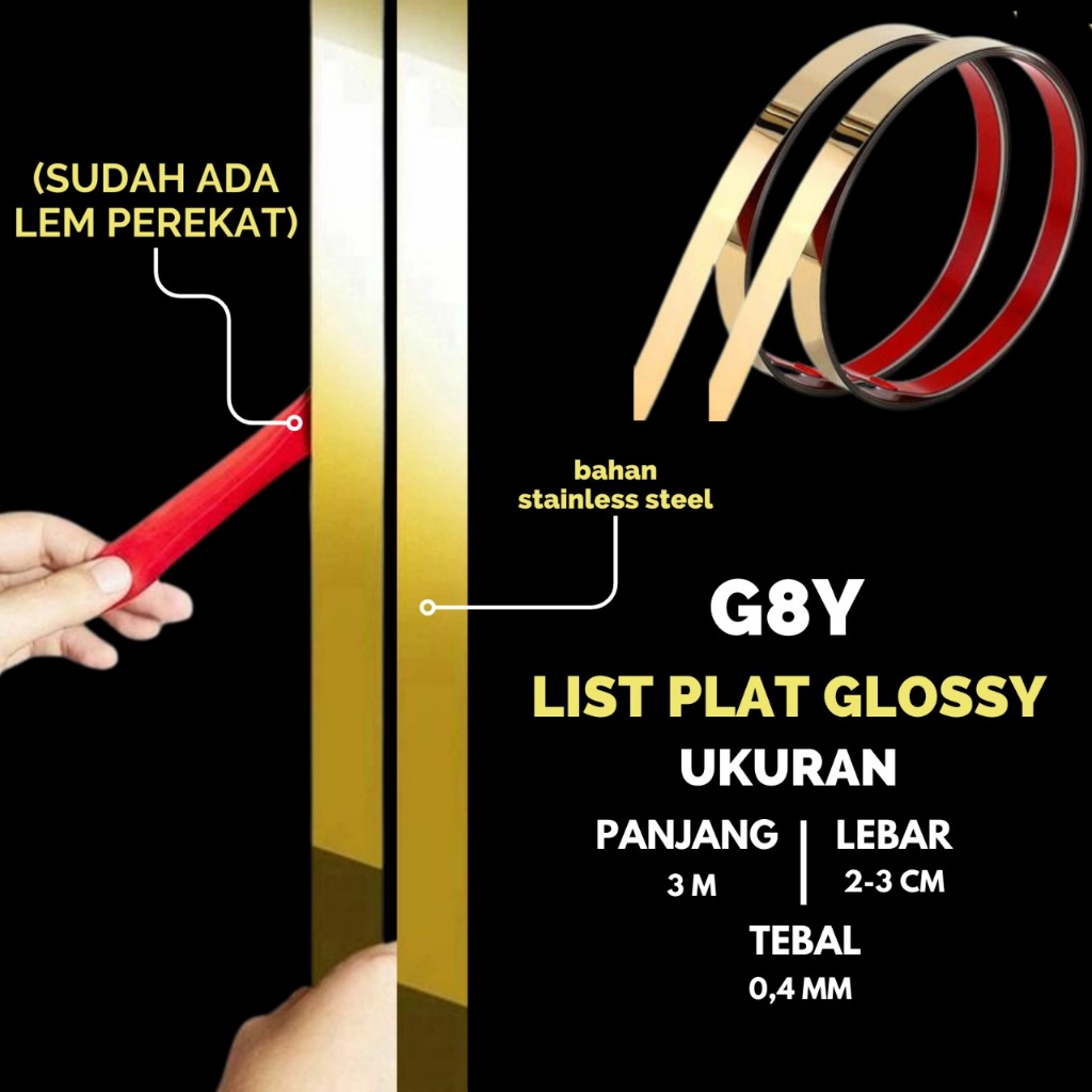 Jual LIST PLAT GOLD Uk Lebar 2CM & 3CM / Panjang 3M ( SUDAH TERMASUK ...
