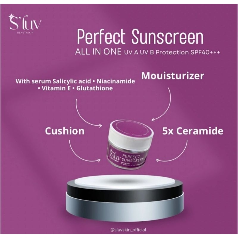 Jual Sluv Perfect Sunscreen SPF40+++ Mouisturizer Cushion Paket ...