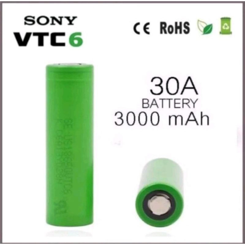 Jual BATTERY SONY VTC6 30A 3000 mAh - BATERAI SONY VTC 6 - 1 BATERAI ...