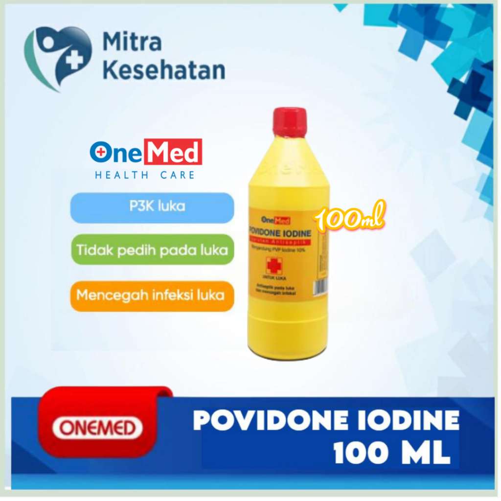Jual Povidone iodine Onemed obat merah kemasan botol 100ml | Shopee ...