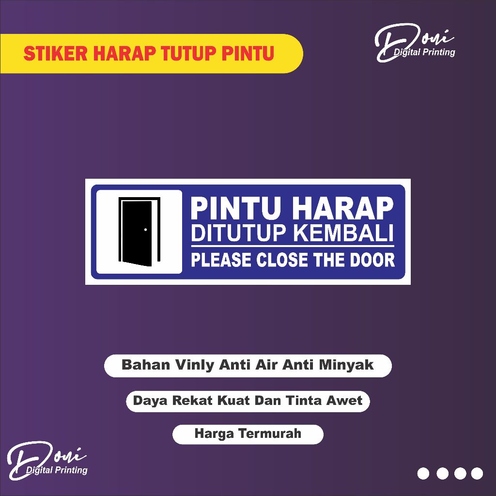 Jual Stiker Pintu Harap Ditutup Kembali / Stiker Pintu Tutup Kembali / Stiker Pintu / Stiker ...