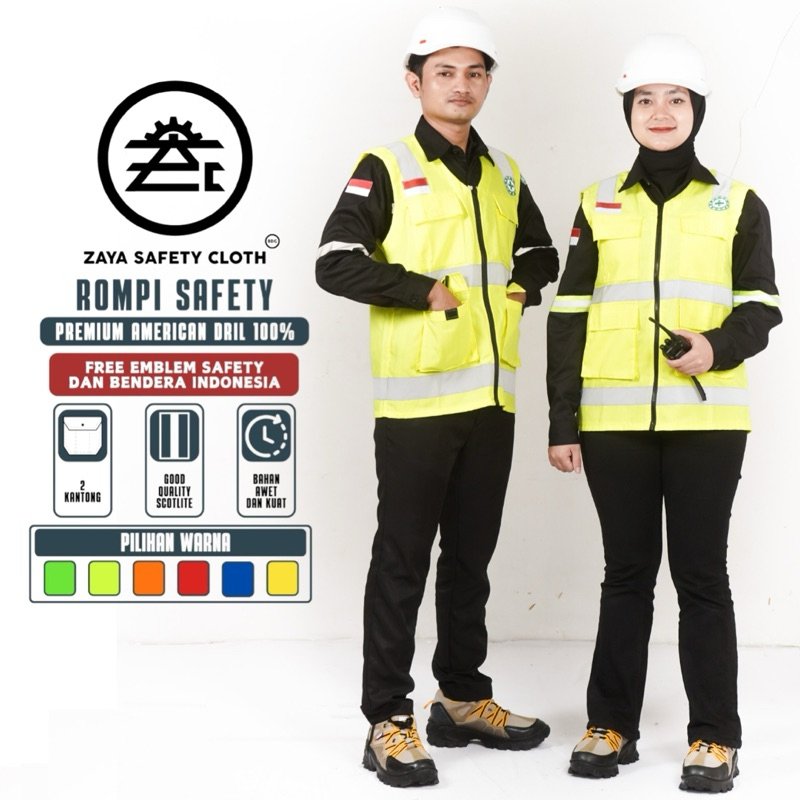 Jual rompi vest safety first/rompi k3/rompi lapangan/rompi proyek ...