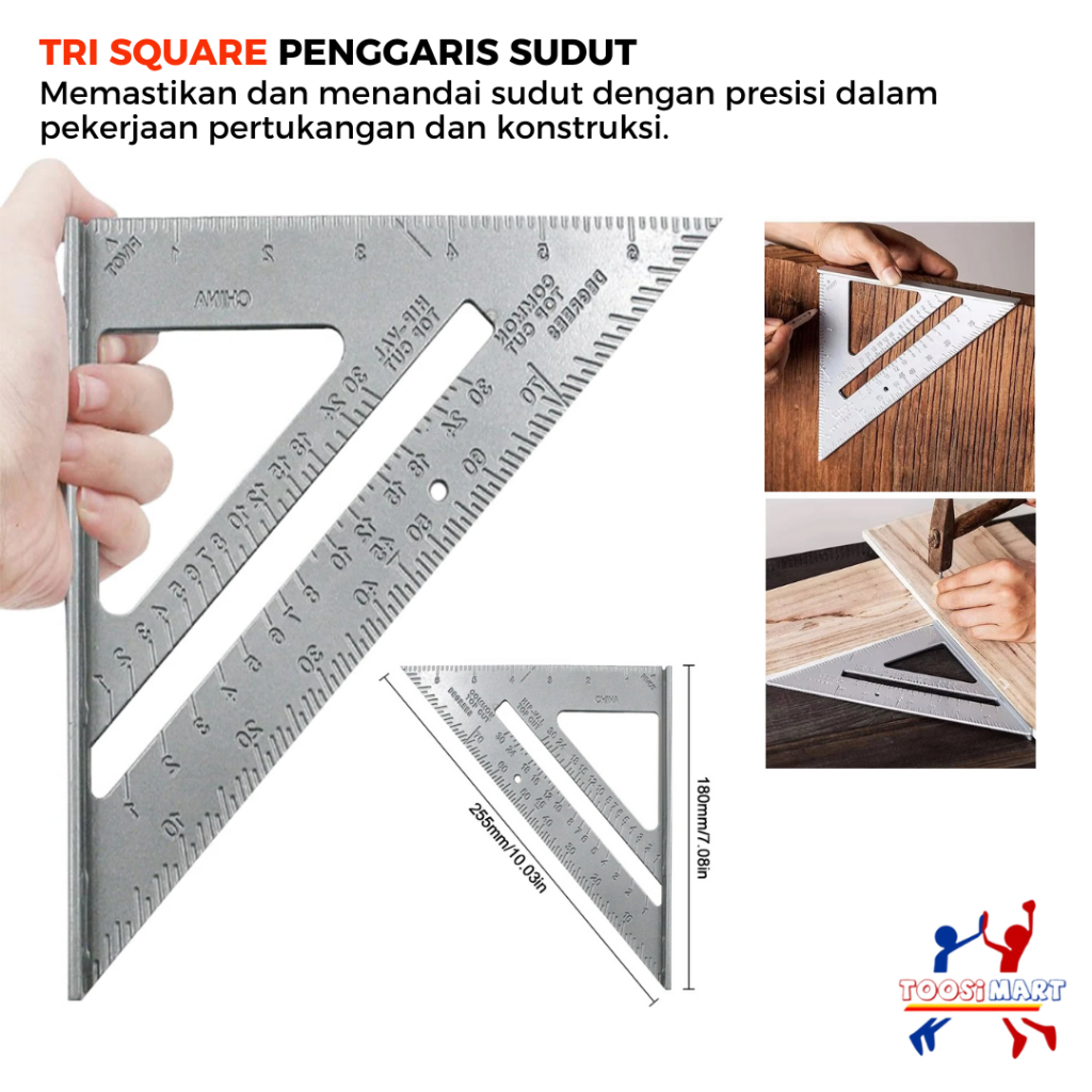 Jual Speed Tri Square Penggaris Segitiga Panduan Sudut Presisi 7 inch ...