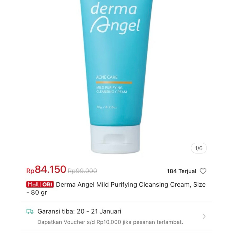 Jual Derma Angel Acne Cream Mild Purifying Cleansing | Shopee Indonesia