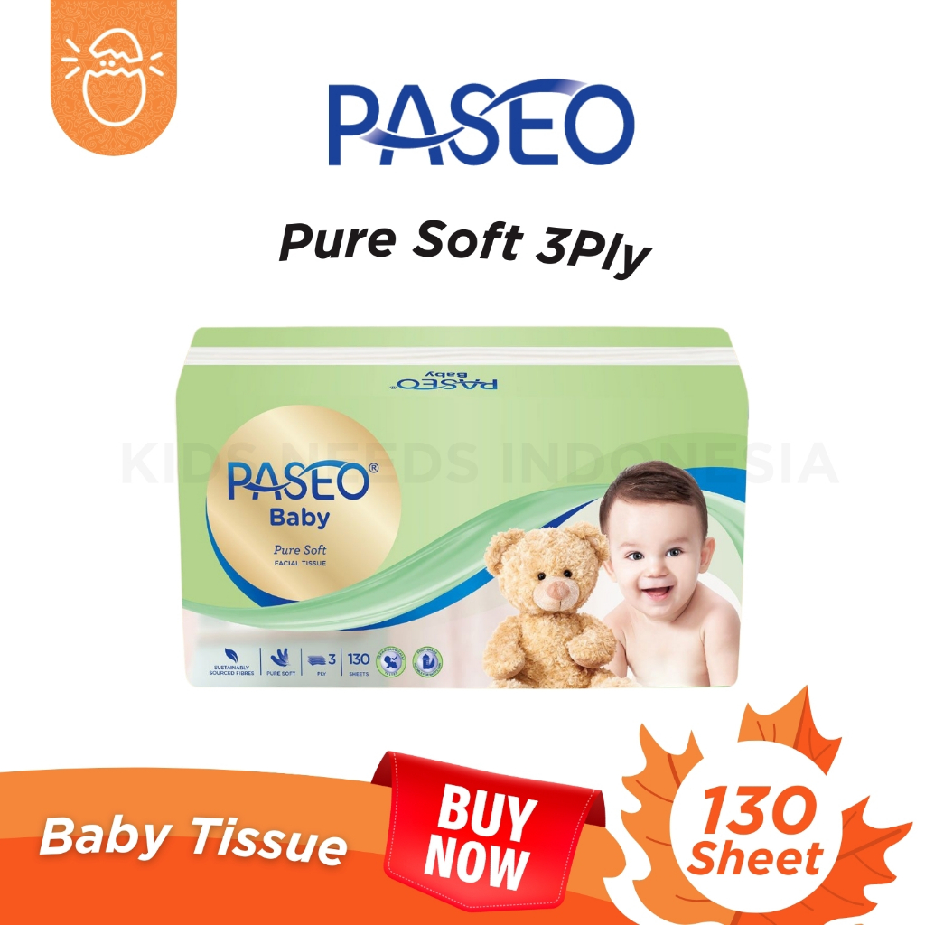 Jual Paseo Baby Pure Soft Tissue 130 Sheet 3Ply Tisu Bayi Lembut 100% ...
