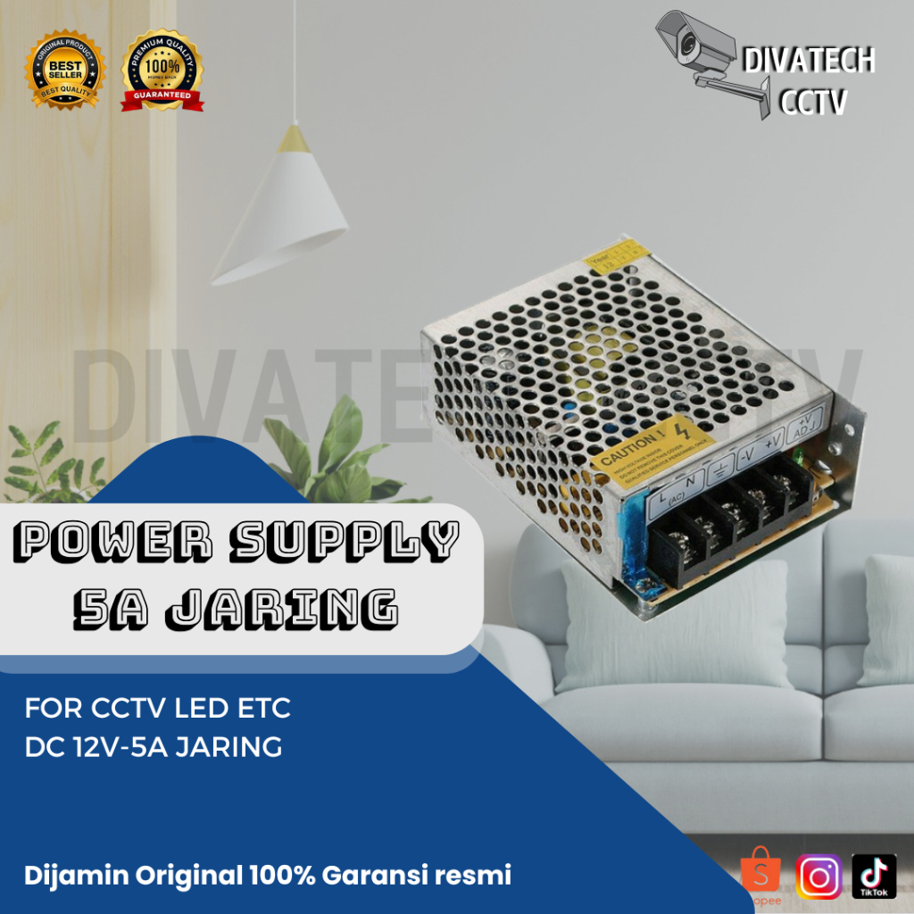 Jual POWER SUPPLY 5A AMPERE DC 12V-POWER SUPPLAY CCTV DC 12V-5A JARING ...