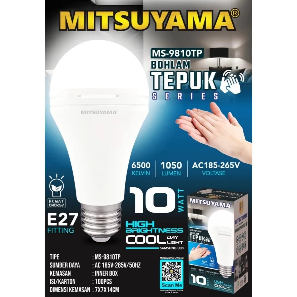 Jual Lampu Bohlam LED Sensor Tepuk 10watt Mitsuyama MS-9810TP Bohlam Sensor Tepuk Mitsuyama ...