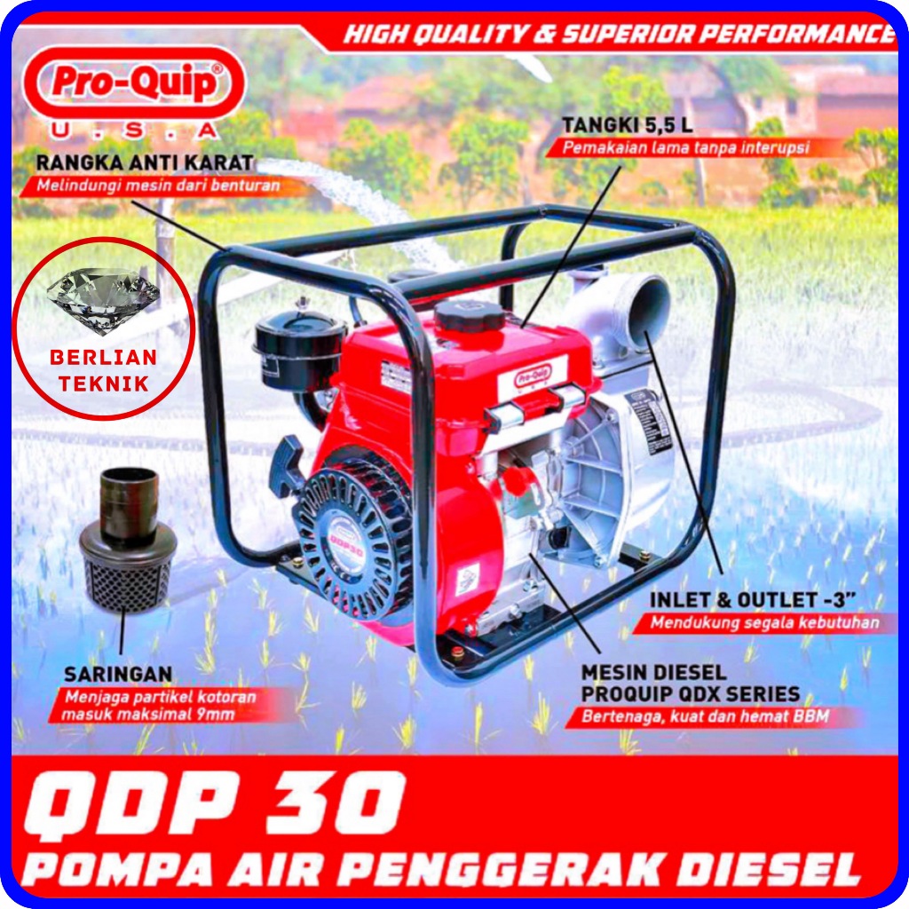 Jual Mesin Pompa Air Alkon Solar Diesel Water Pump ProQuip QDP 30 / 3 ...