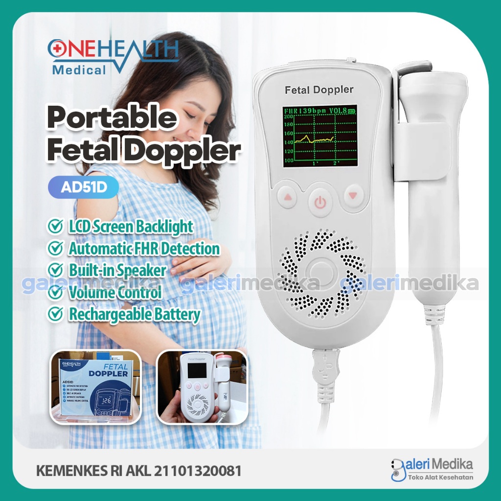 Jual Portable Fetal Doppler OneHealth AD51D Rechargeable Battery Alat ...