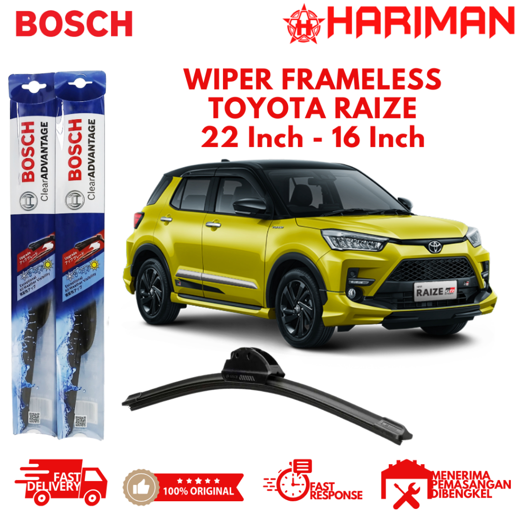 Jual Wiper Mobil Frameless Sepasang (2pcs) Bosch Clear Advantage TOYOTA RAIZE Ukuran 22" & 16 ...