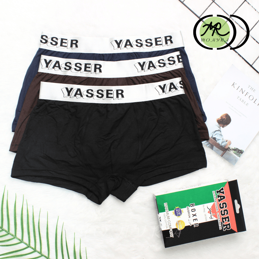 Jual (2 Pcs) YASSER CELANA DALAM BOXER PRIA KATUN SPANDEX PREMIUM LAKI ...