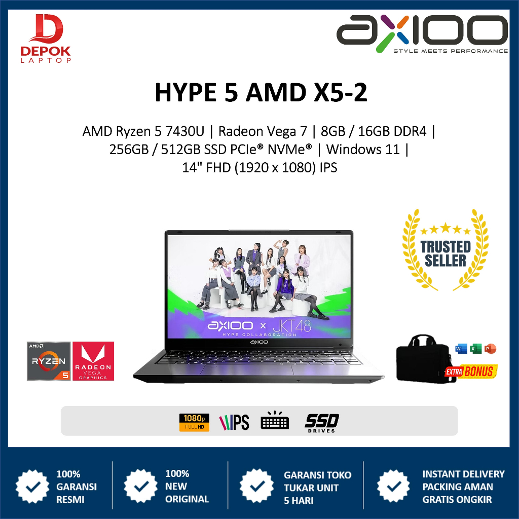 Jual Axioo Hype 5 AMD X5-2 Ryzen 5 7430U 16GB 512GB SSD Windows 11 14.0" FHD IPS | Shopee Indonesia