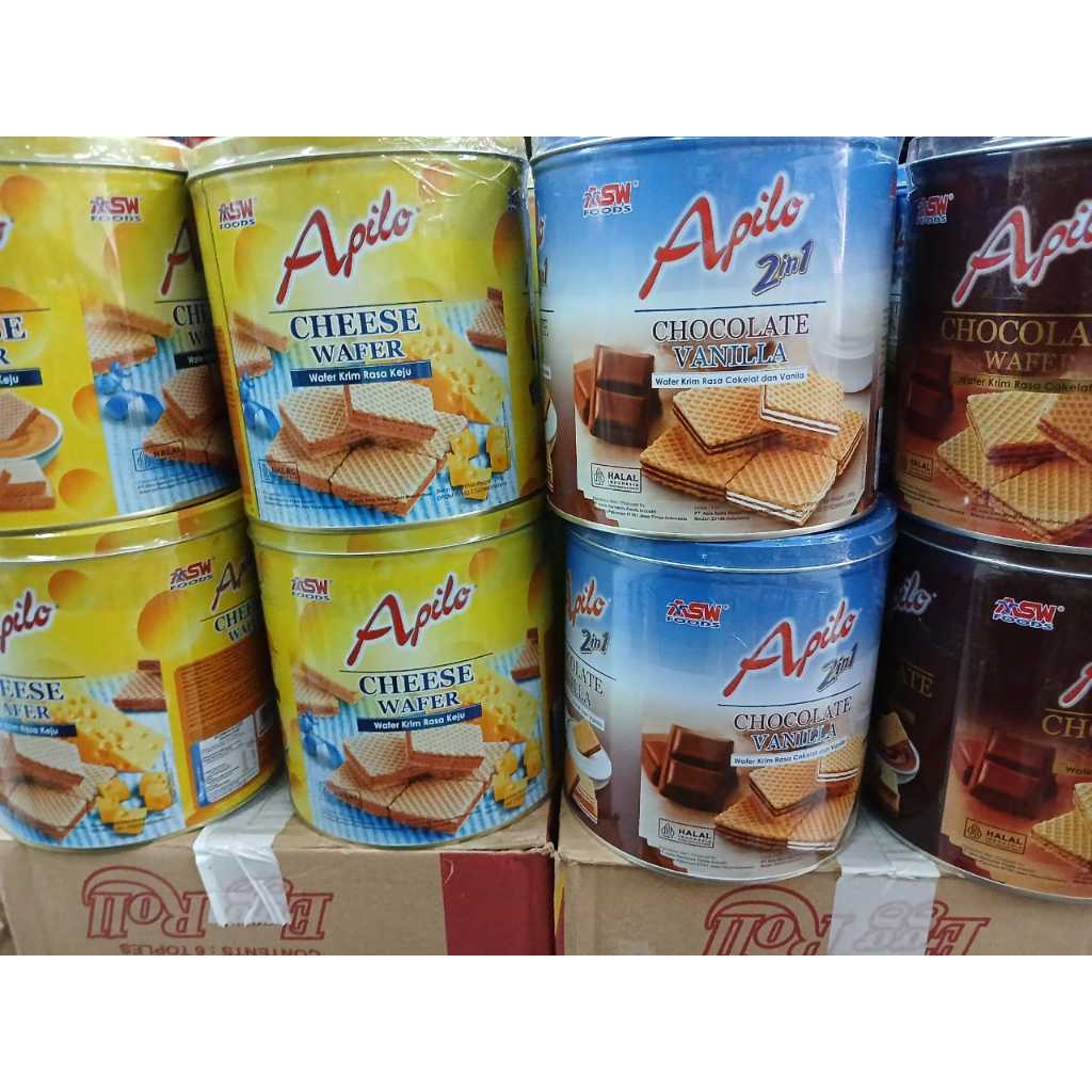 Jual Apilo 2in1 wafer kaleng ( Coklat , coklat Vanila , cheese ...