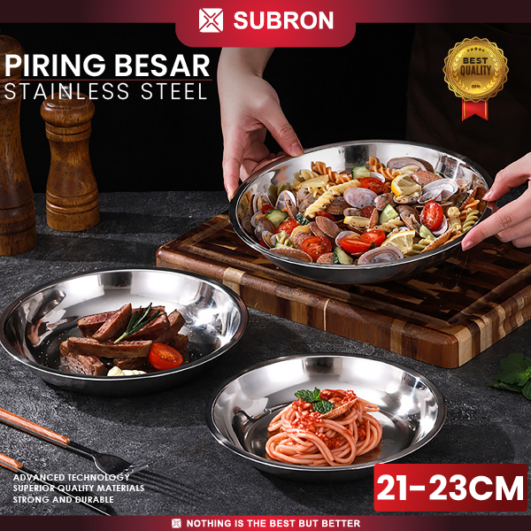 Jual SUBRON Piring Besar Nampan Saji Bulat 21cm 23cm Alat Makan ...
