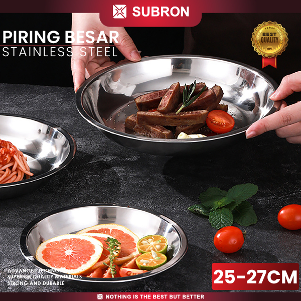 Jual SUBRON Piring Besar Nampan Saji Bulat 25cm 27cm Alat Makan ...