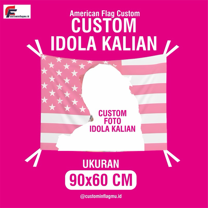 Jual Custom Bendera American 90 X 60 Flag FULL WARNA PINK Custom Idol ...