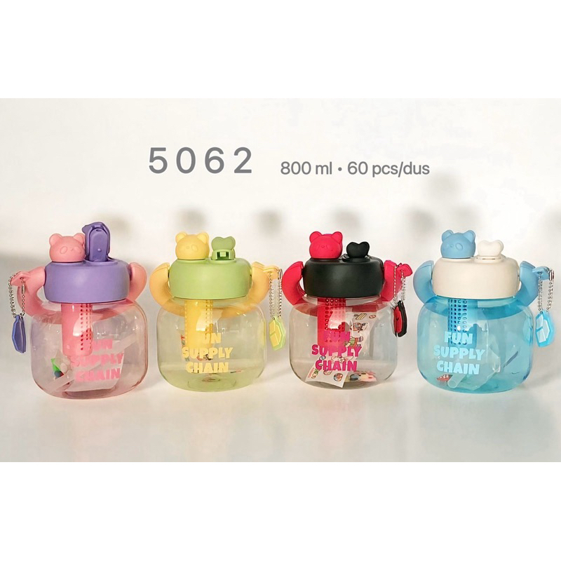 Jual Botol Minum Infused Handle Panda 800ml Transparant free stiker 2D ...