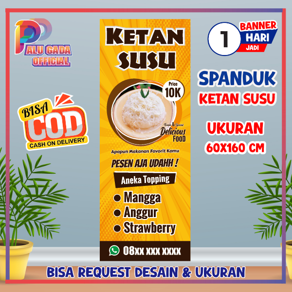 Jual cetak x banner 60x160 spanduk berdiri toko jualan custom seblak ...