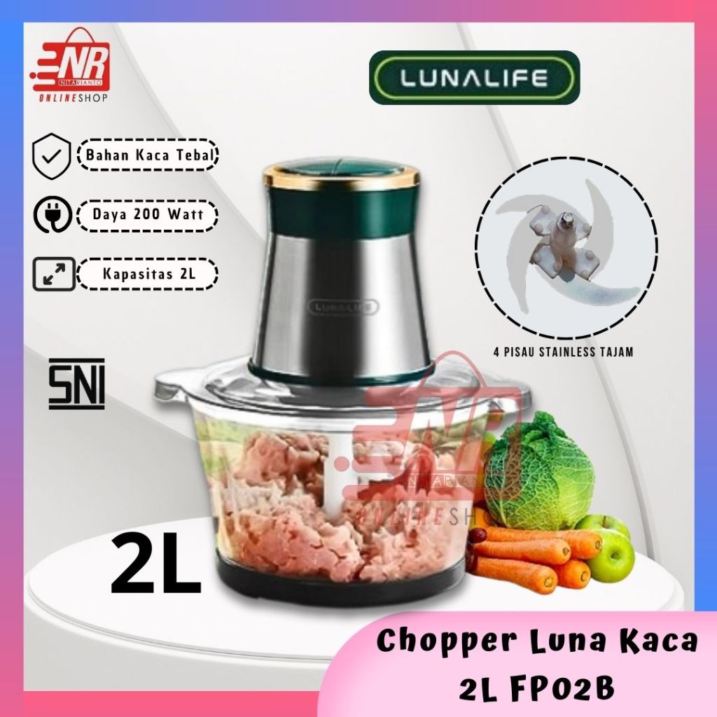 Jual Chopper Luna Life FP02B / Blender Chopper Kaca 2L / Blender Daging ...